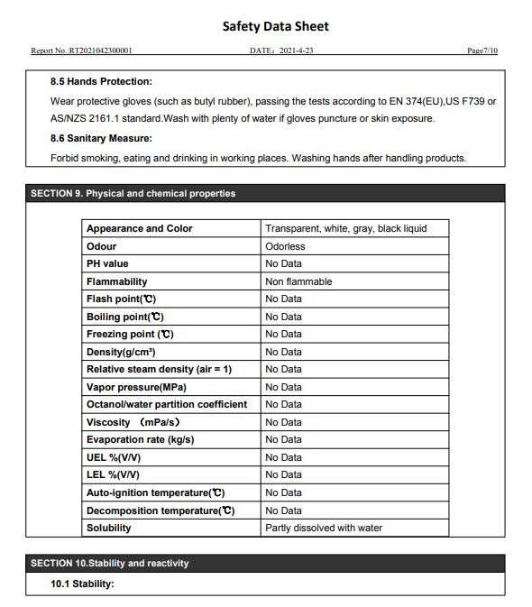 EPOXY GLUE/EPOXY RESIN MSDS THIRD-PARTY TEST REPORT - Bigbong Glue Mall
