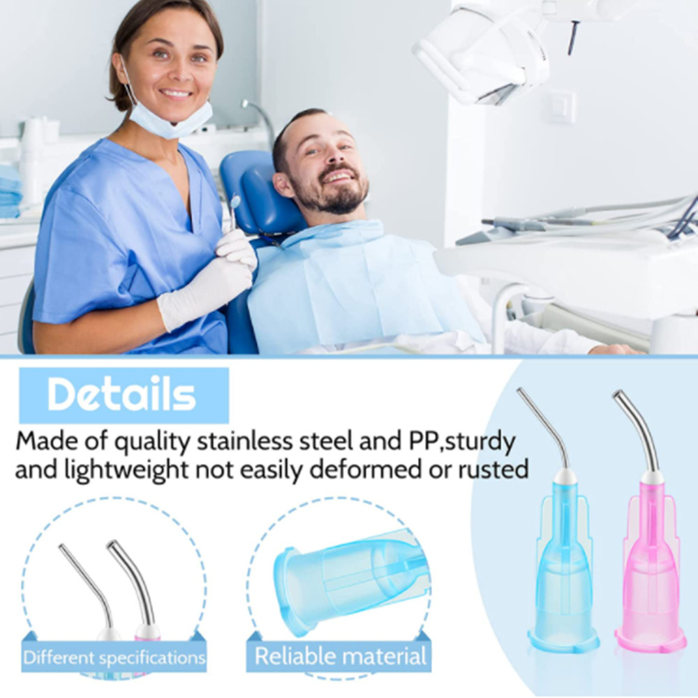 500 Pieces Bent Dispensing Tips Needles Dental Pre Bent Flow Dispensing ...