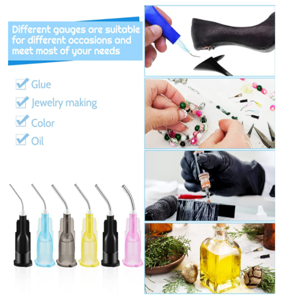 500 Pieces Bent Dispensing Tips Needles Dental Pre Bent Flow Dispensing ...